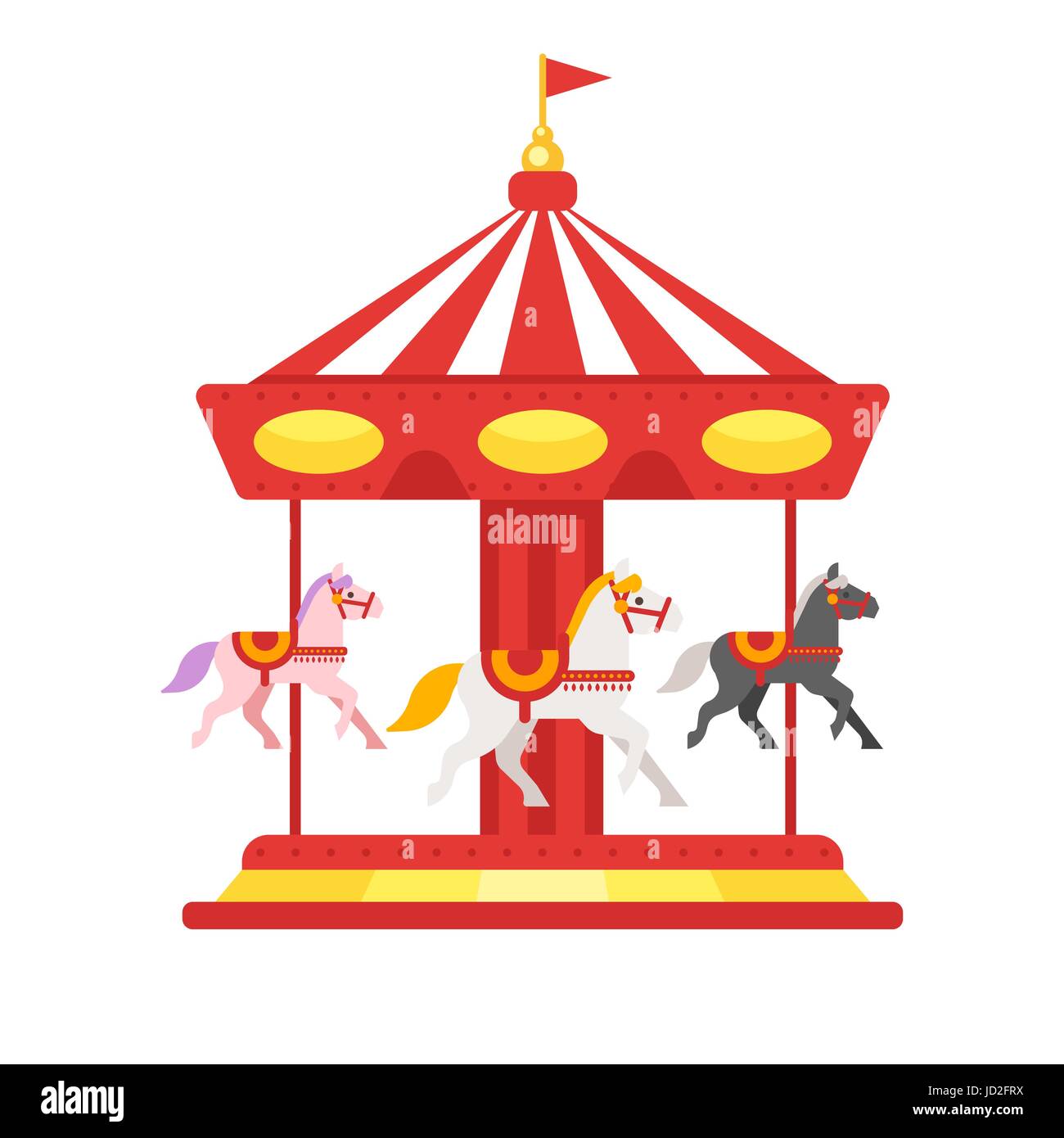 Vector flat style illustration of carousel. Isolated on white ...