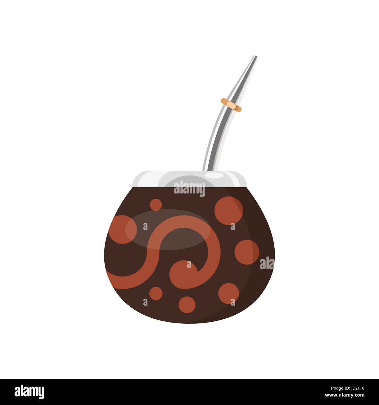 Vector flat style illustration of Mate in a traditional calabash with ...