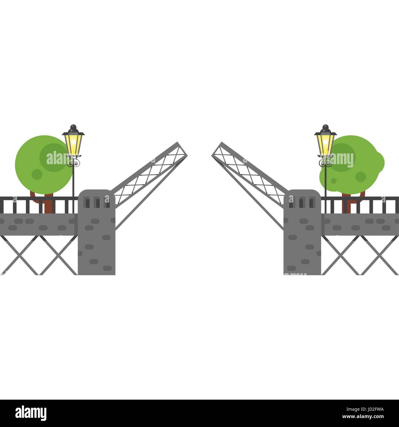 Vector flat style illustration of open gate. Isolated on white ...