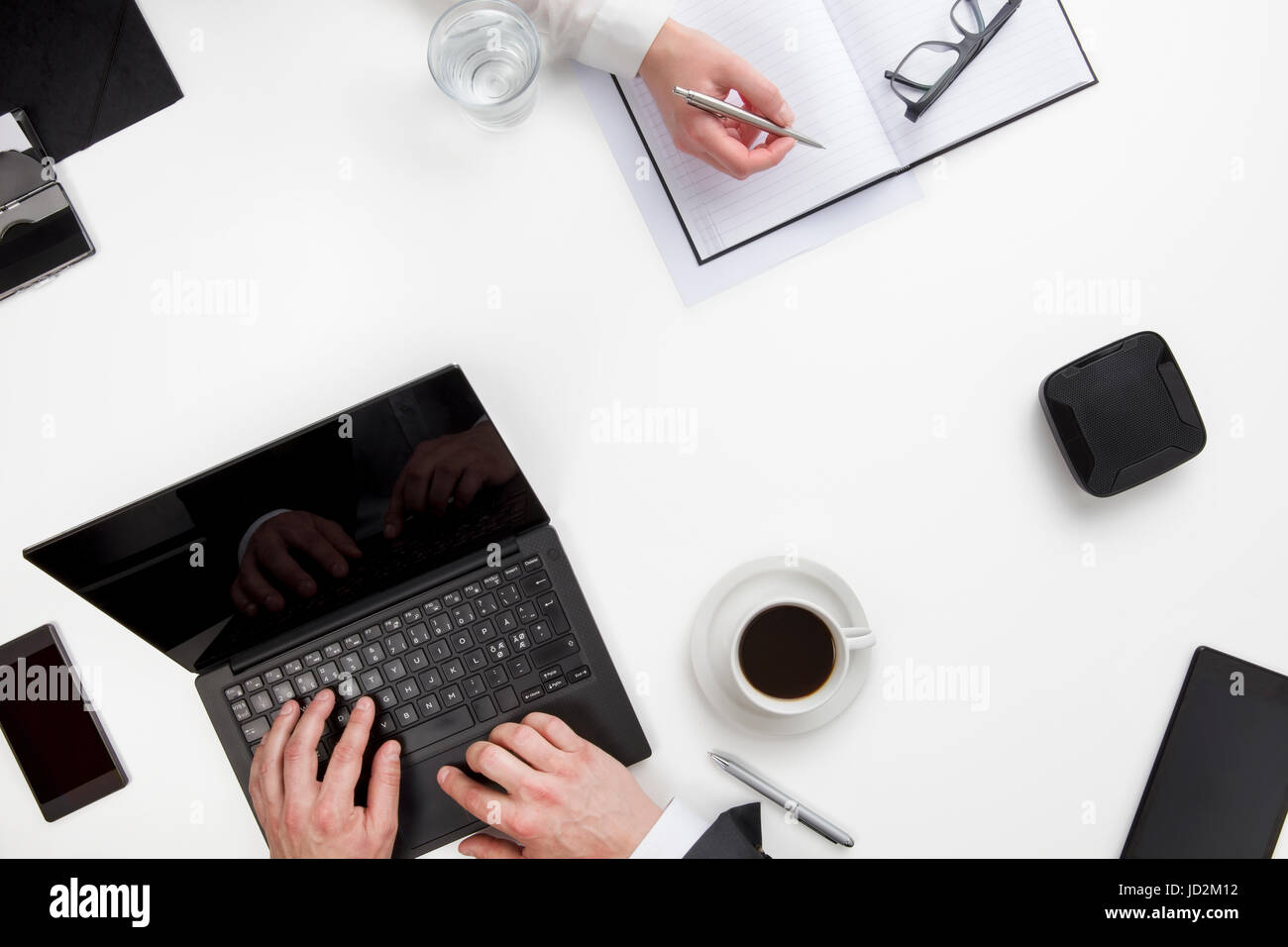 Business People Working At Office Desk Stock Photo - Alamy