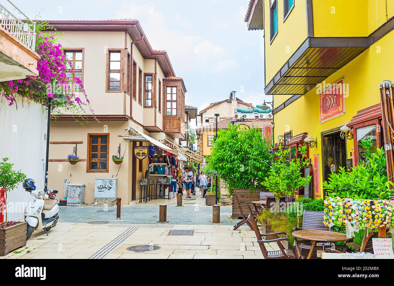 ANTALYA, TURKEY - MAY 6, 2017: Historic streets of Kaleici district are ...