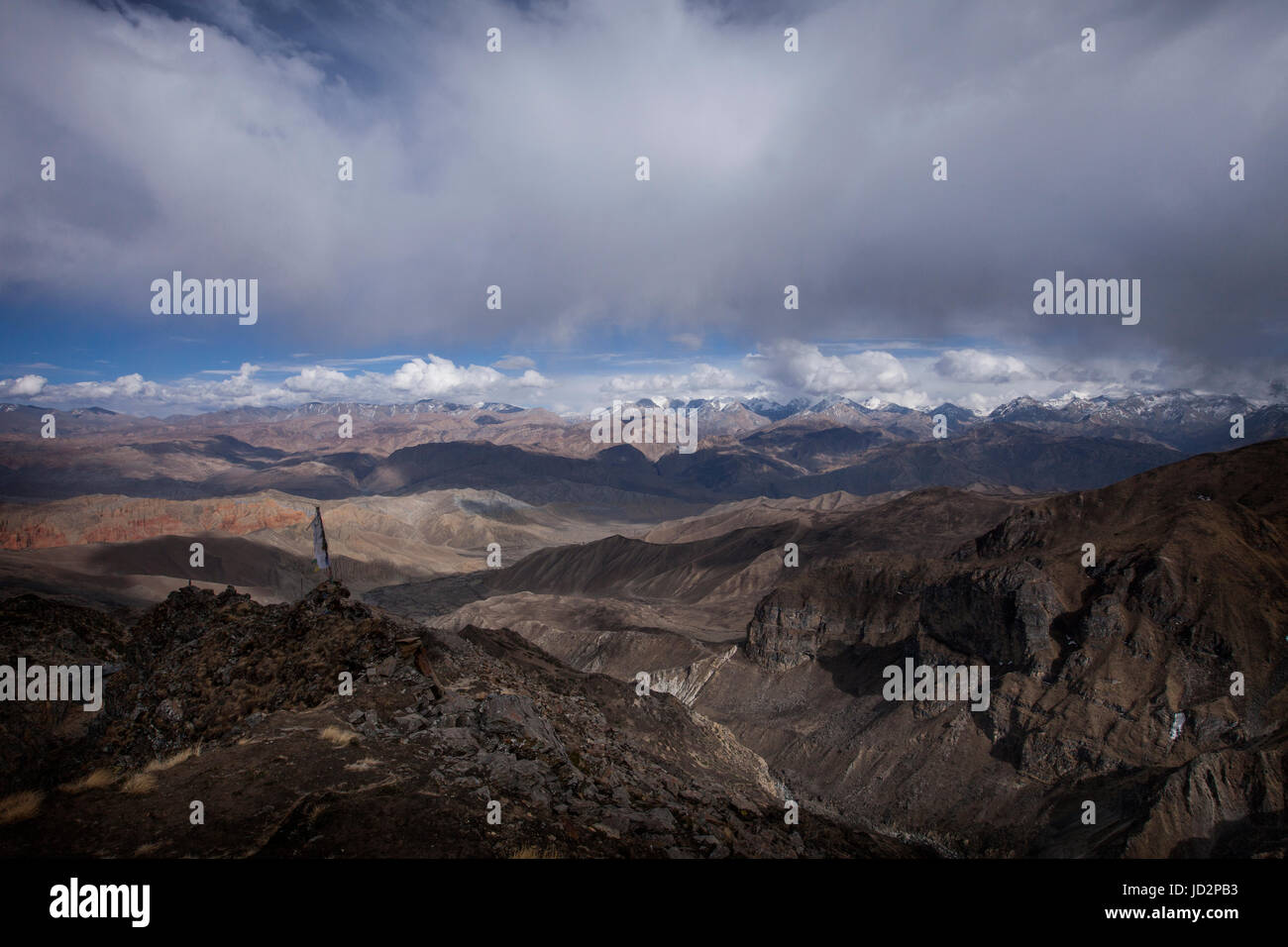 View across Mustang Valley from the west, Mustang, Nepal Stock Photo ...