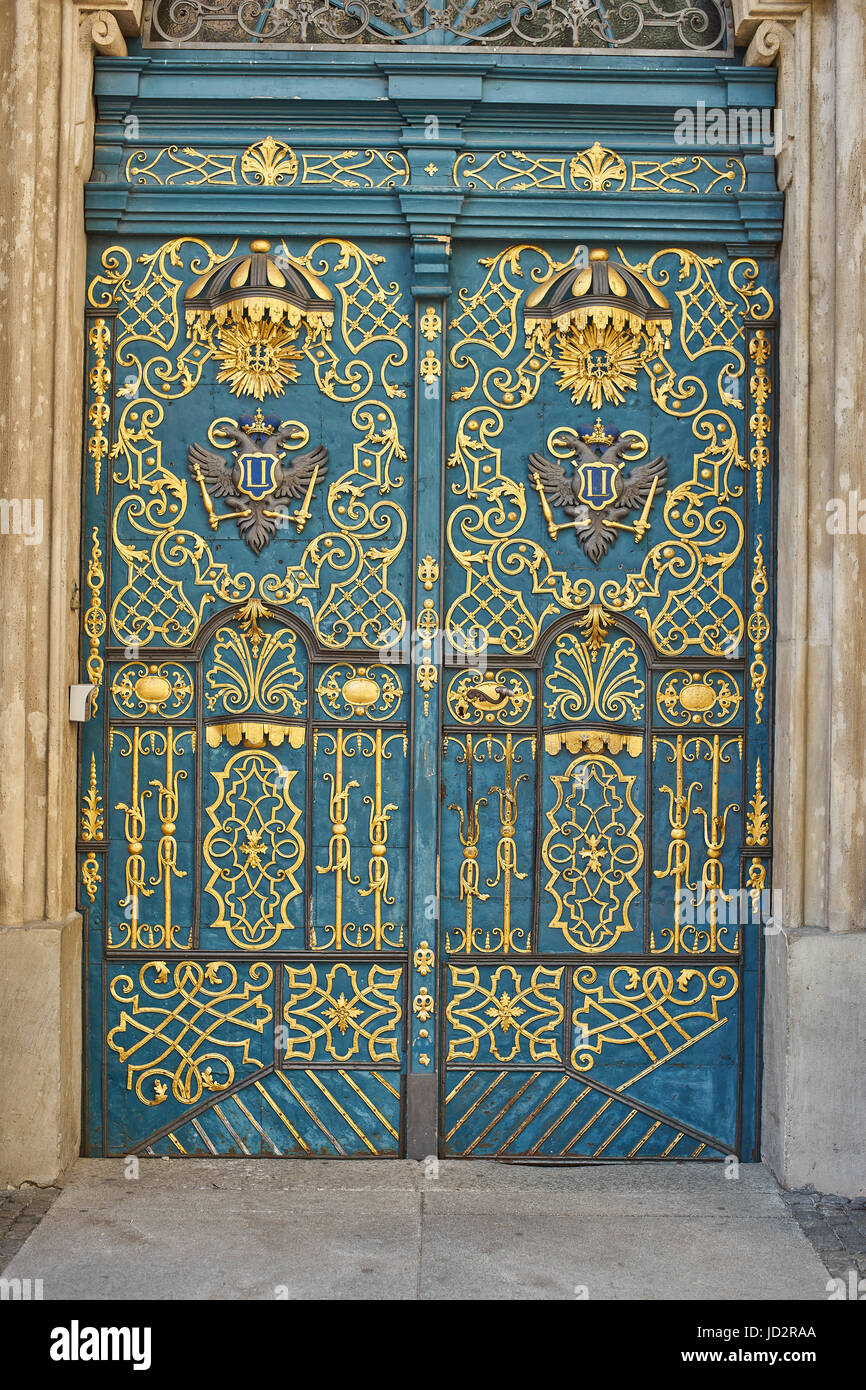 Ornamental carved baroque door Old University Wroclaw Stock Photo - Alamy