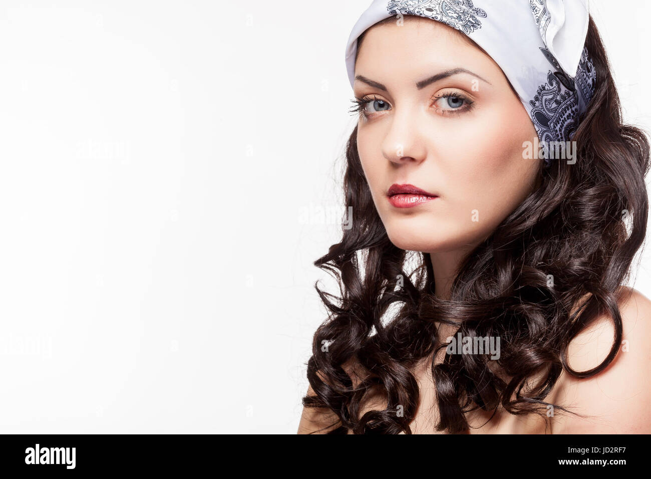 Portrait of beautiful woman on white background Stock Photo - Alamy
