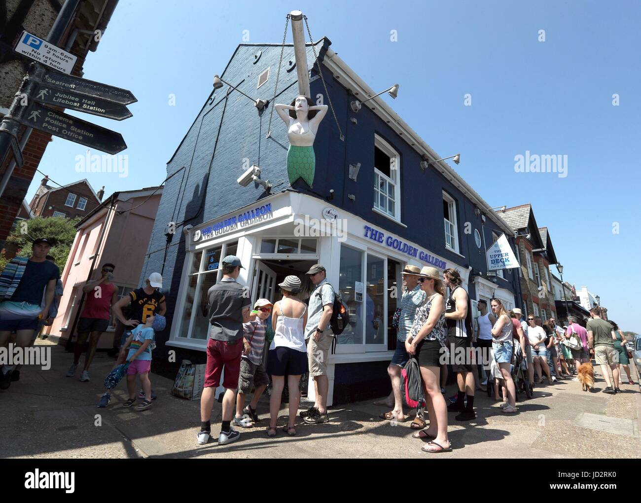 A queue outside the Golden Galleon fish and chip shop on the high ...