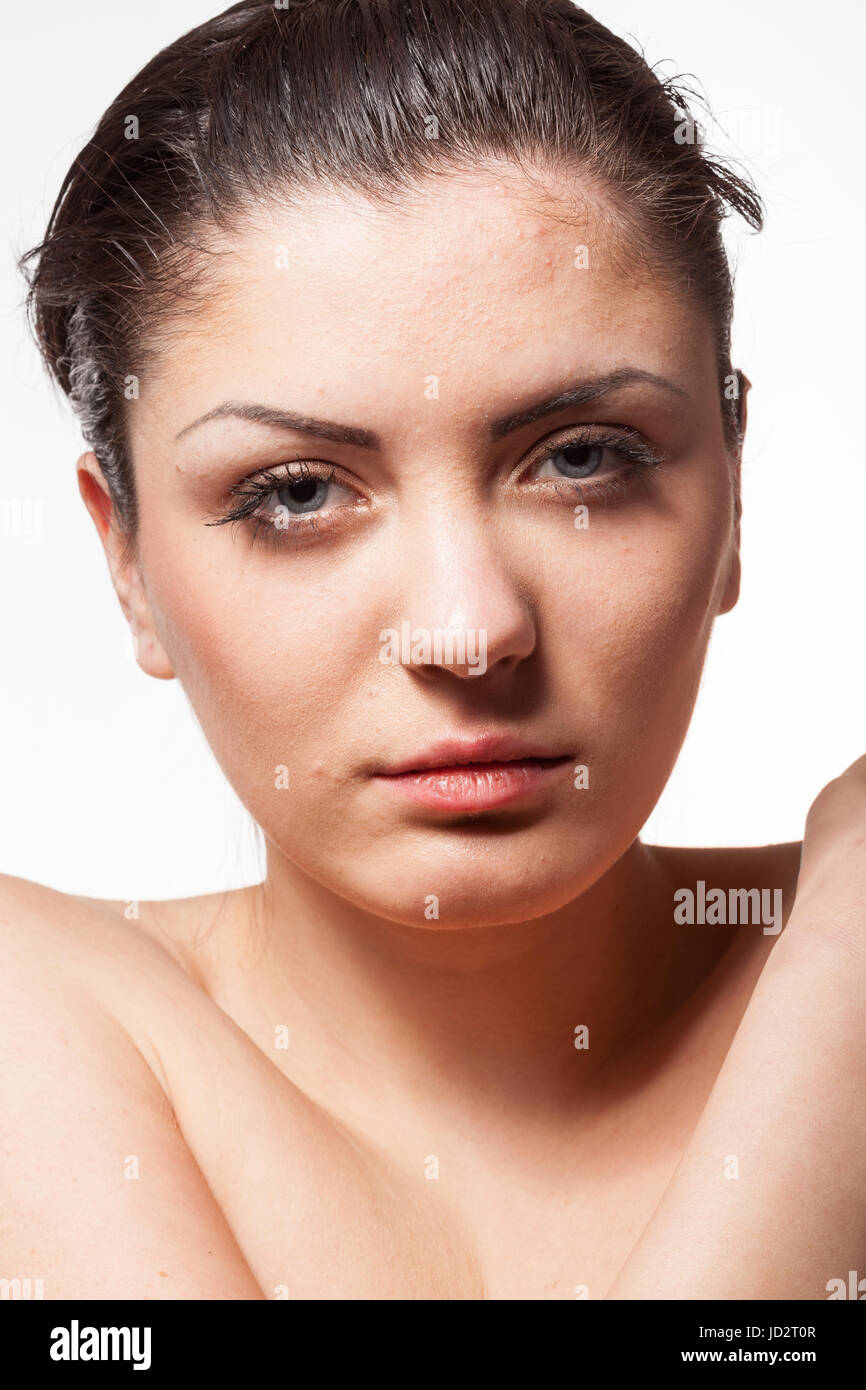 Portrait of gorgeous woman in harsh studio light Stock Photo - Alamy
