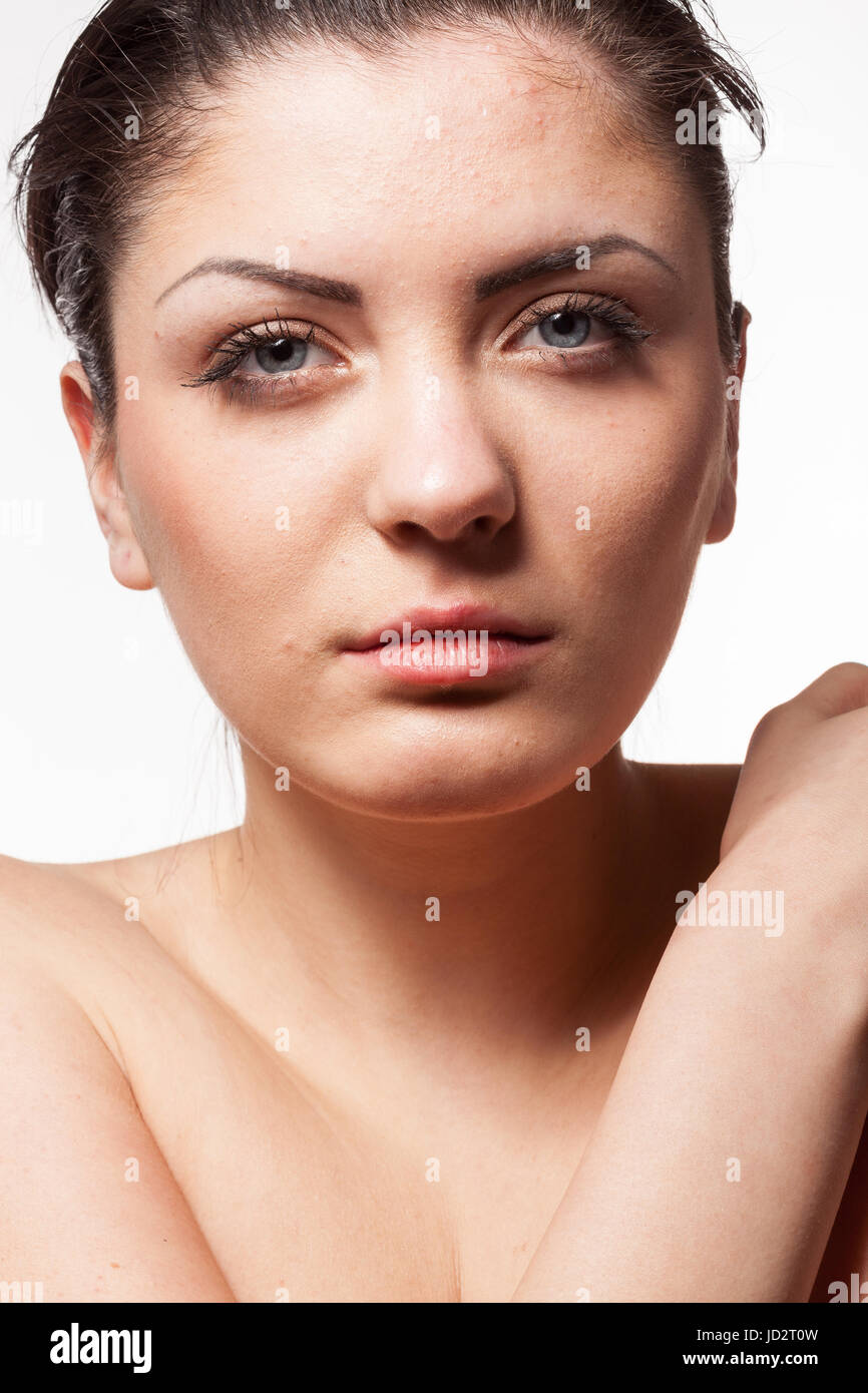 Portrait of gorgeous woman in harsh studio light Stock Photo - Alamy