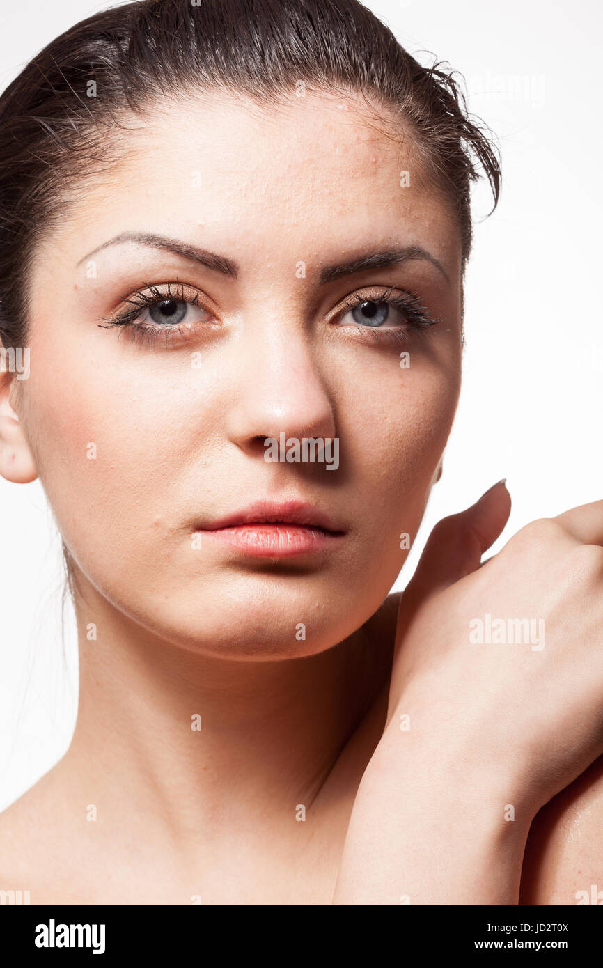 Portrait of gorgeous woman in harsh studio light Stock Photo - Alamy