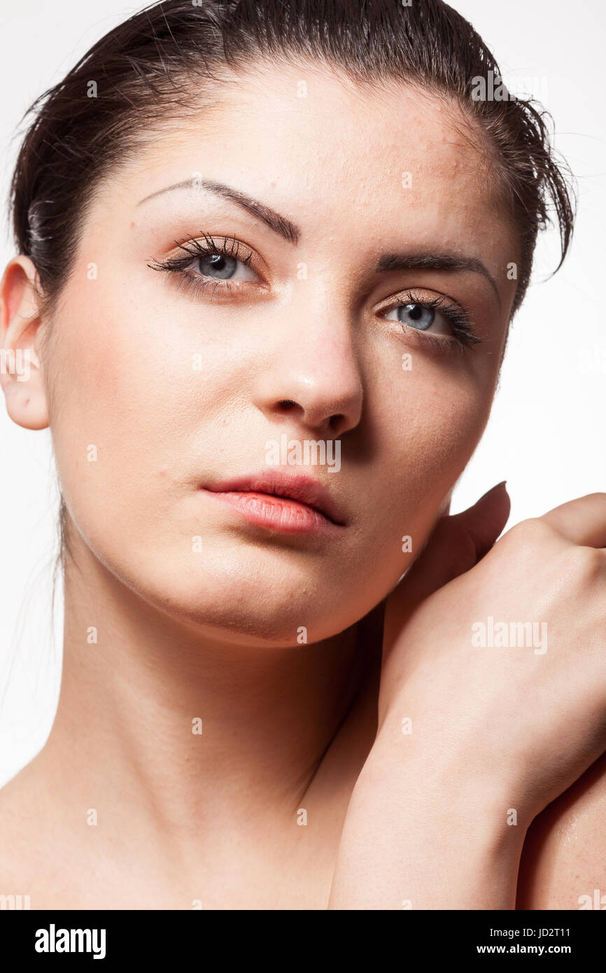 Portrait of gorgeous woman in harsh studio light Stock Photo - Alamy