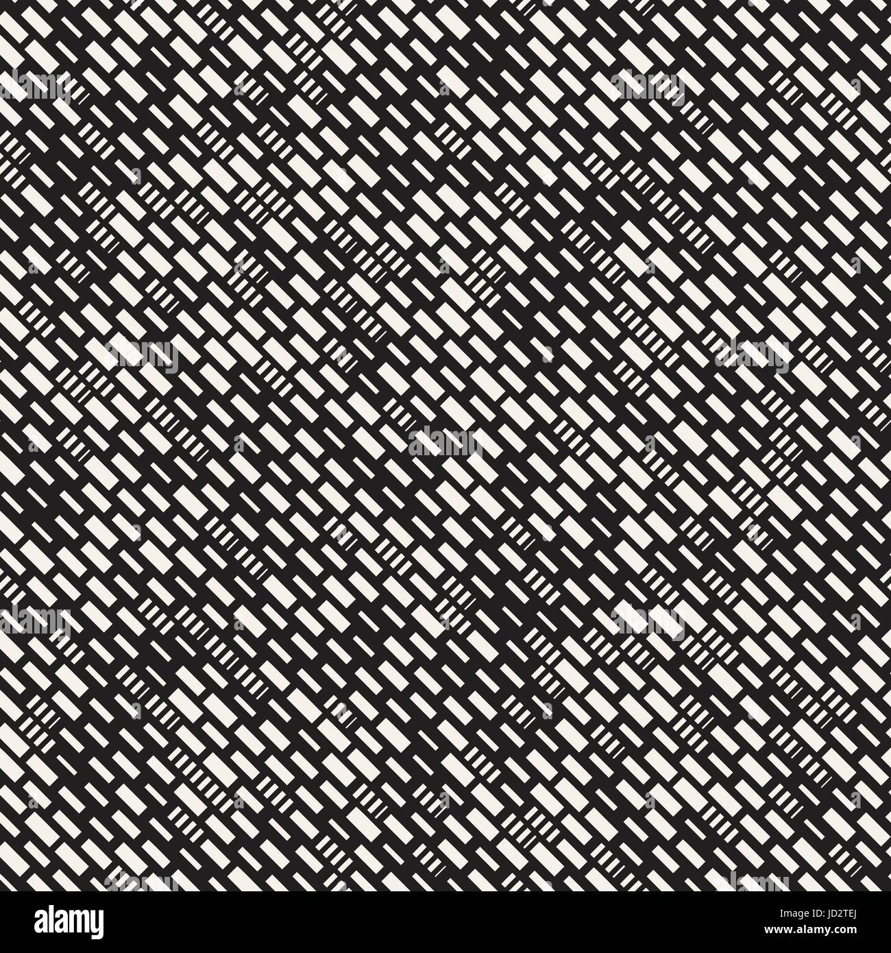 Vector Seamless Black And White Irregular Dash Rectangles Grid Pattern ...