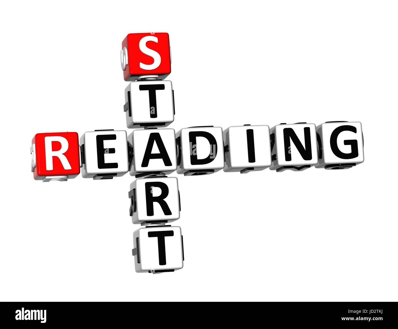 3D Crossword Start Reading on white background Stock Photo - Alamy