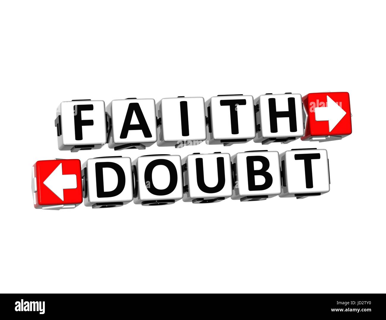3D Words Faith and Doubt on white background Stock Photo - Alamy