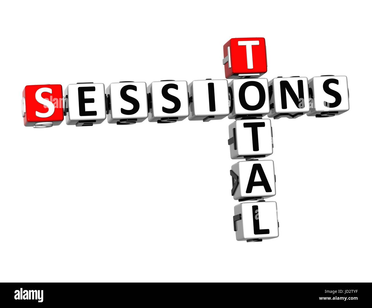 3D Crossword Total Sessions on white background Stock Photo - Alamy