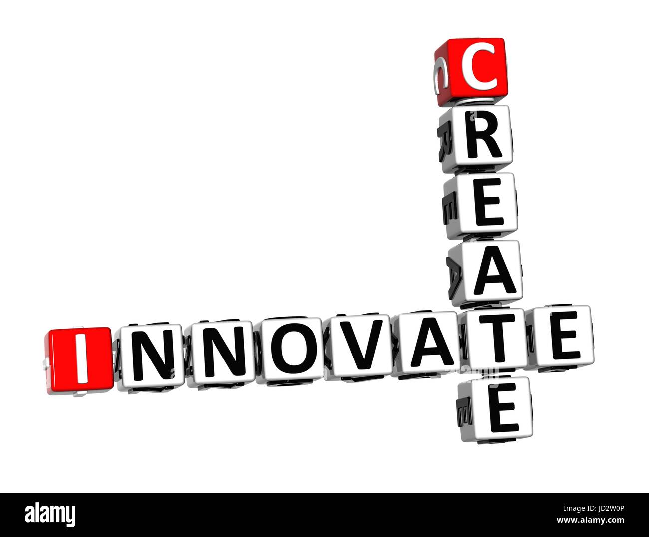 3D Crossword Create Innovate on white background Stock Photo - Alamy