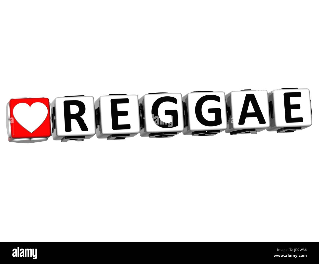 3D Love Reggae Button Click Here Block Text over white background Stock ...