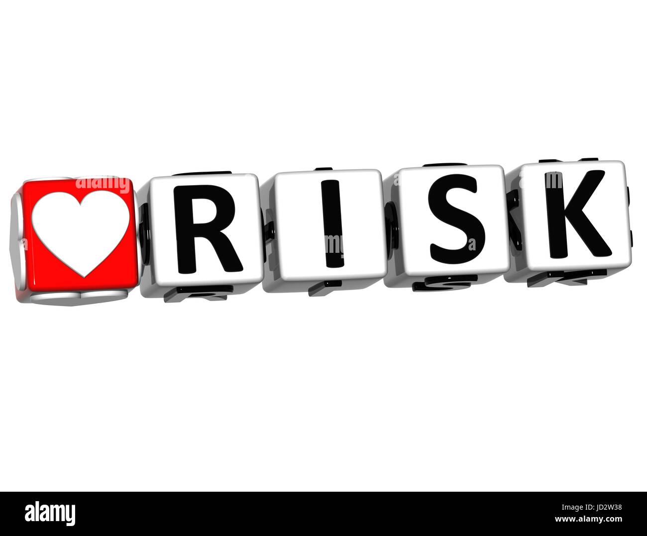3D Love Risk Button Click Here Block Text over white background Stock ...