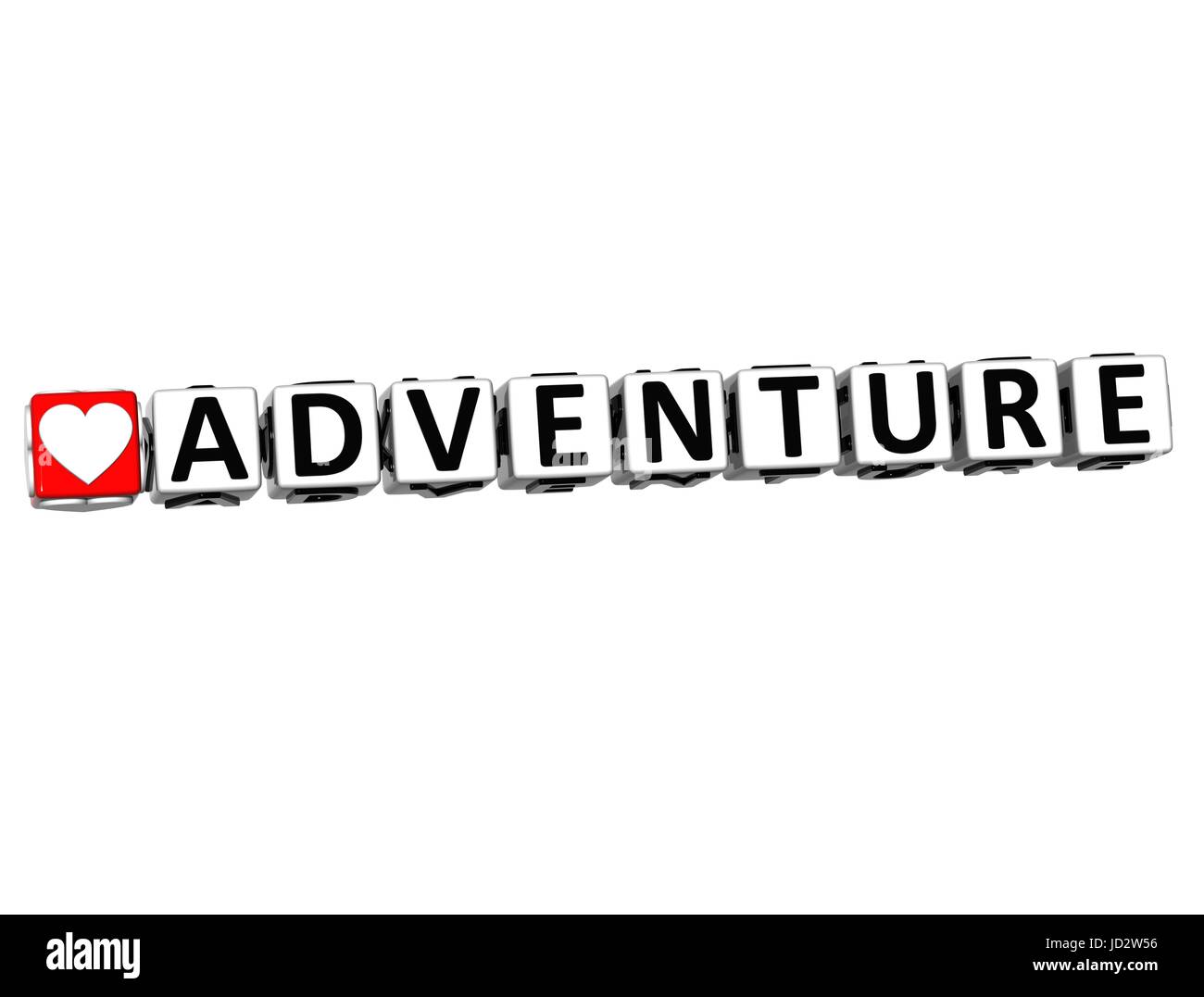 3D Love Adventure Button Click Here Block Text over white background ...