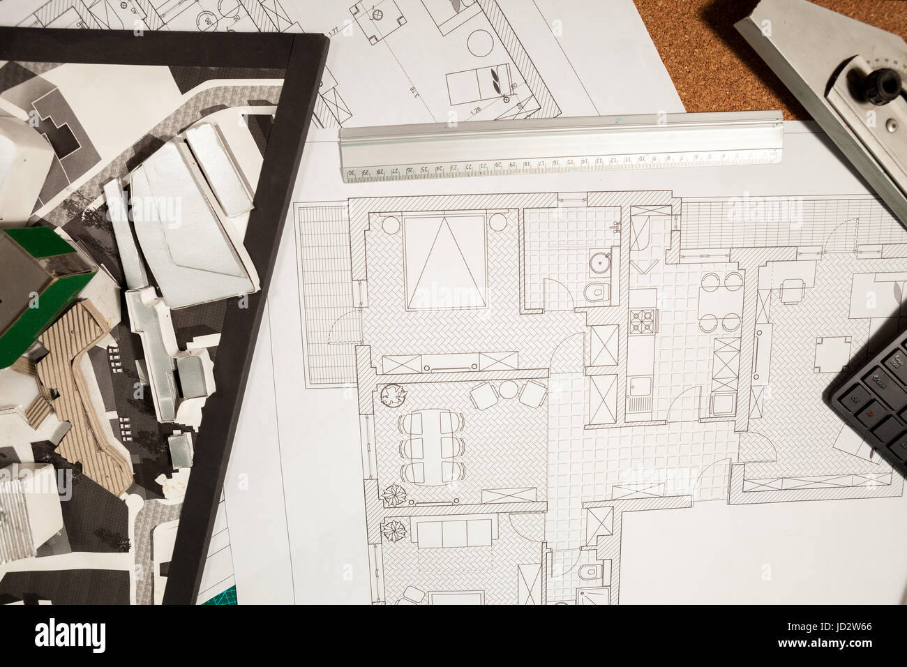 Blueprints on an architect table Stock Photo - Alamy