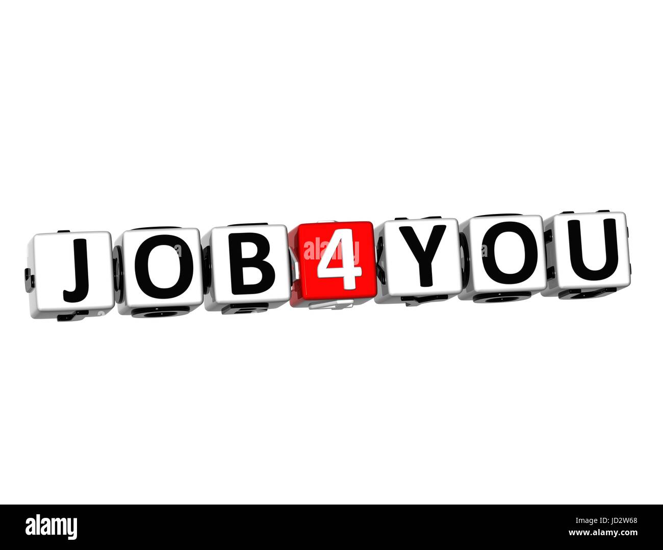 3D Job For You Button Click Here Block Text over white background Stock ...