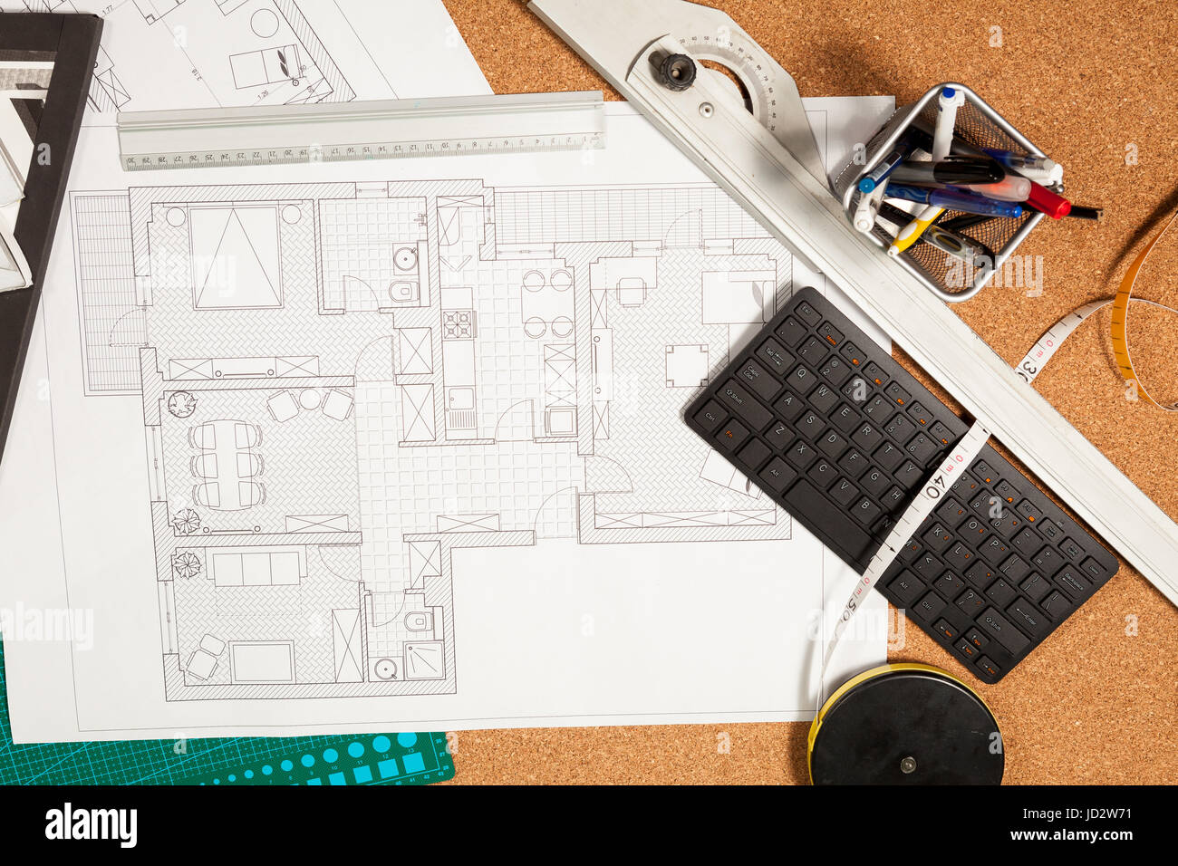 Top view architect working hi-res stock photography and images - Alamy