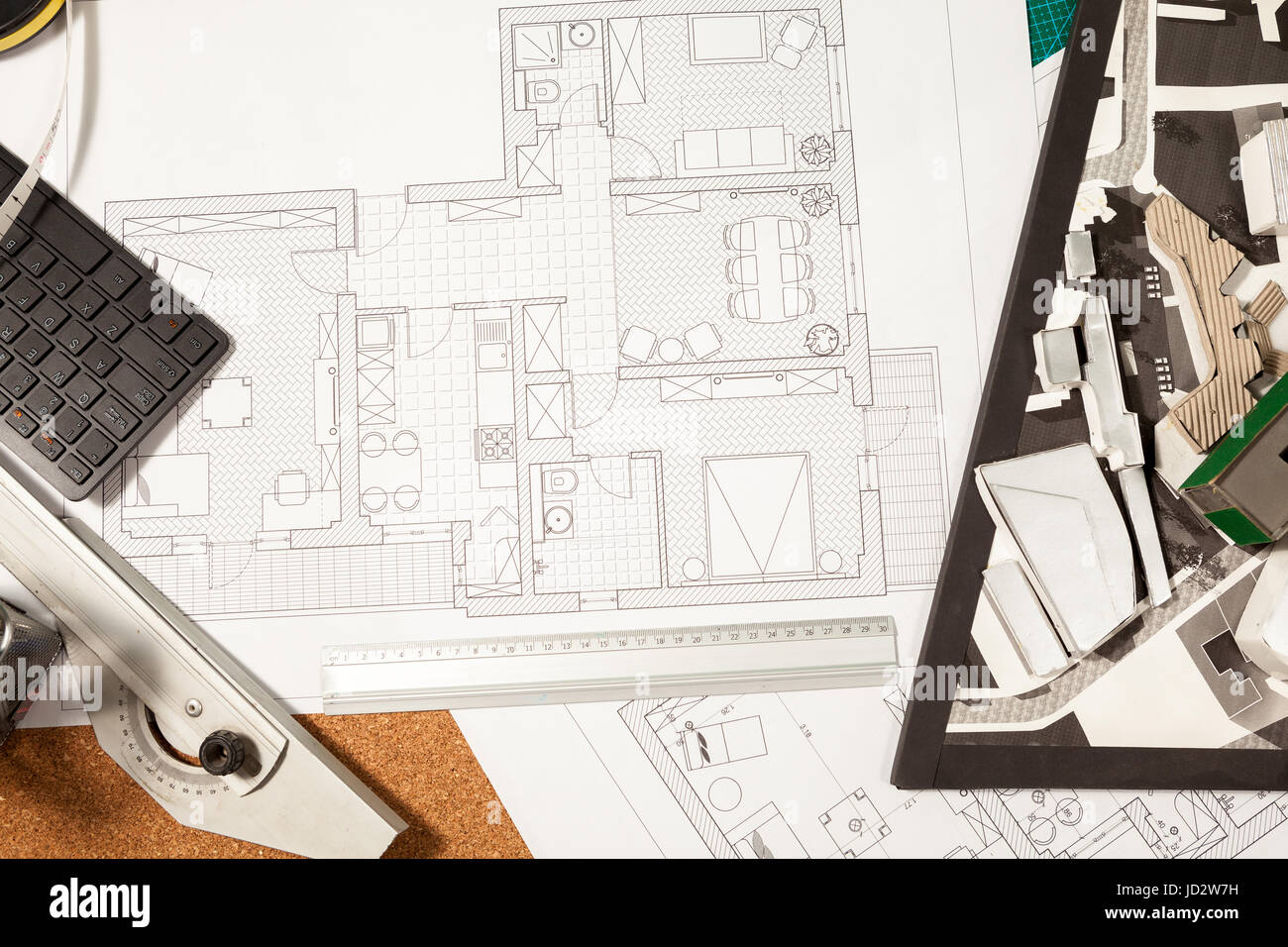 Blueprints on an architect table Stock Photo - Alamy