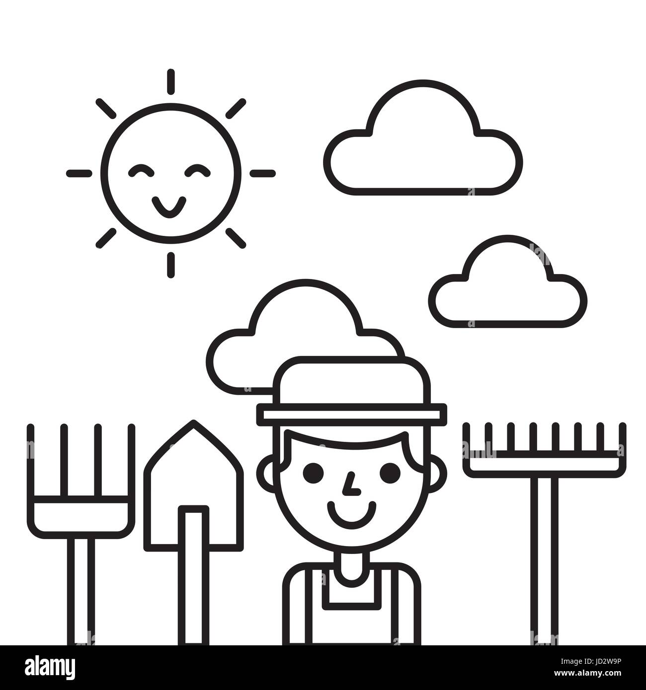 People farm work vector Black and White Stock Photos & Images - Alamy