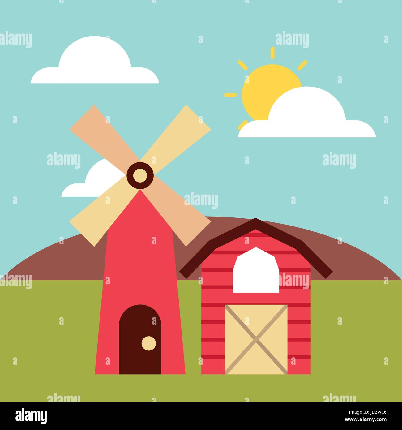 Farm circle background flat Stock Vector Images - Alamy