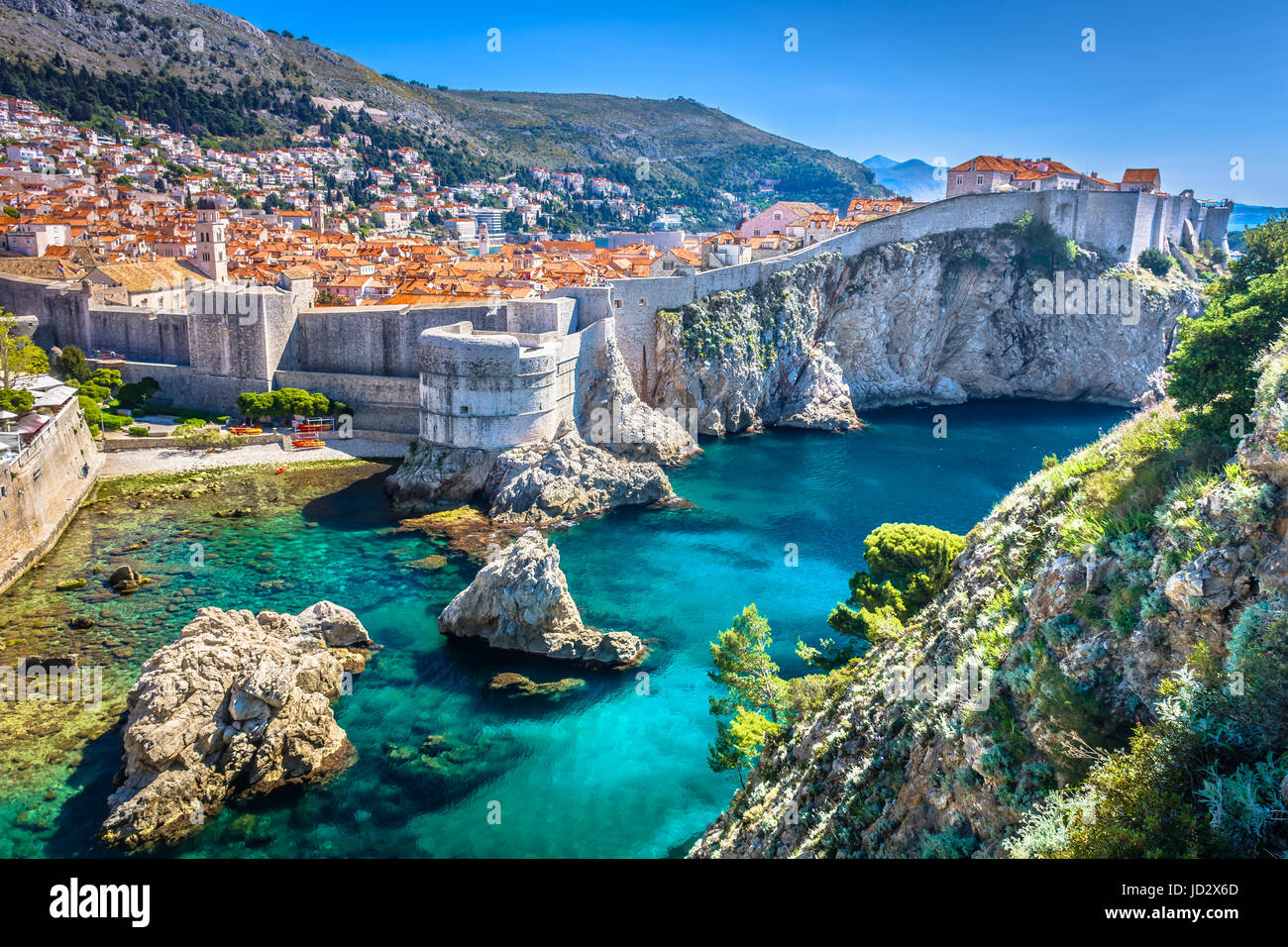 Aerial view on marble landscape over Dubrovnik town, Croatia Stock ...