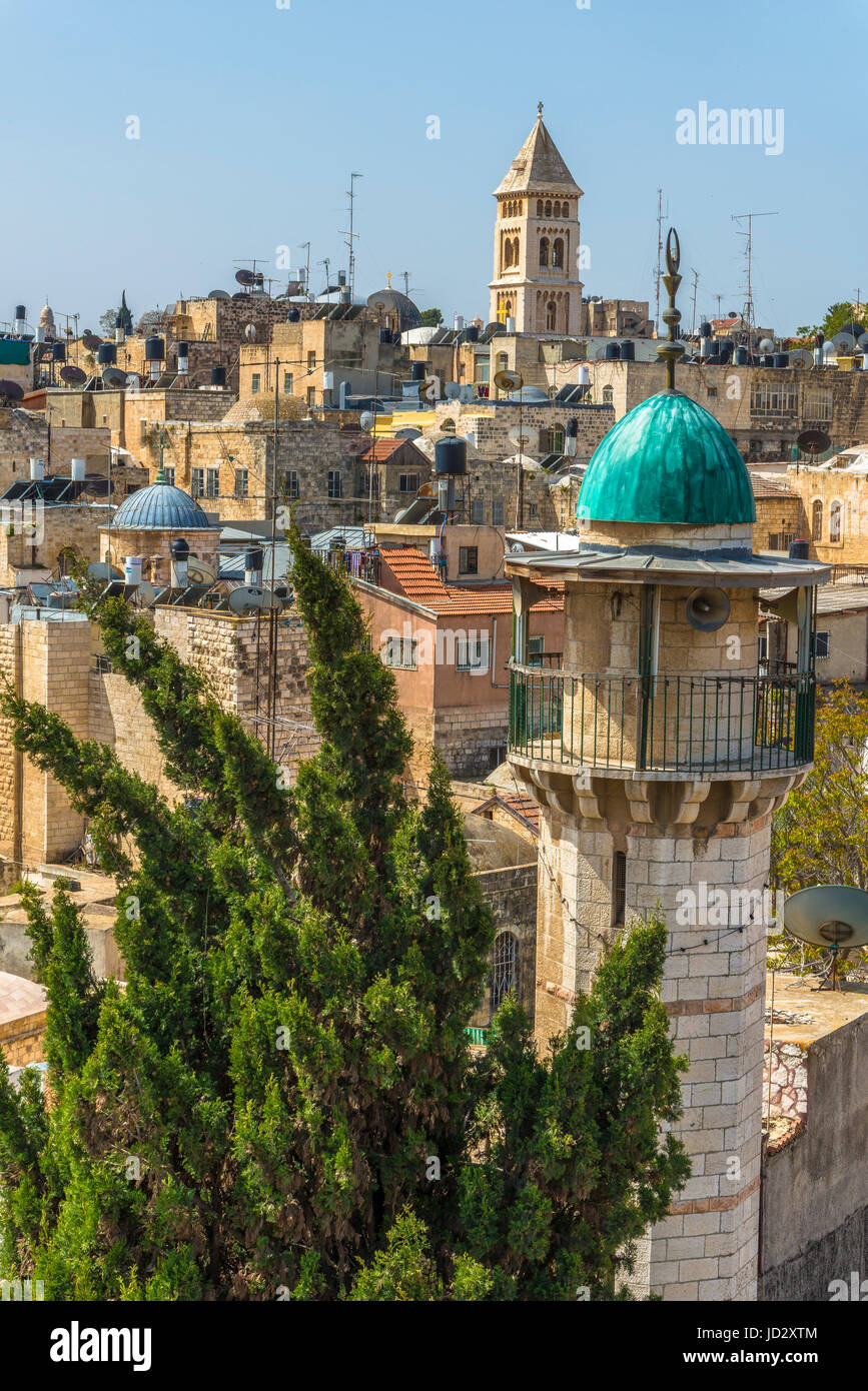 Jerusalem panoramic roof view to christians, jewish and muslims sacred ...