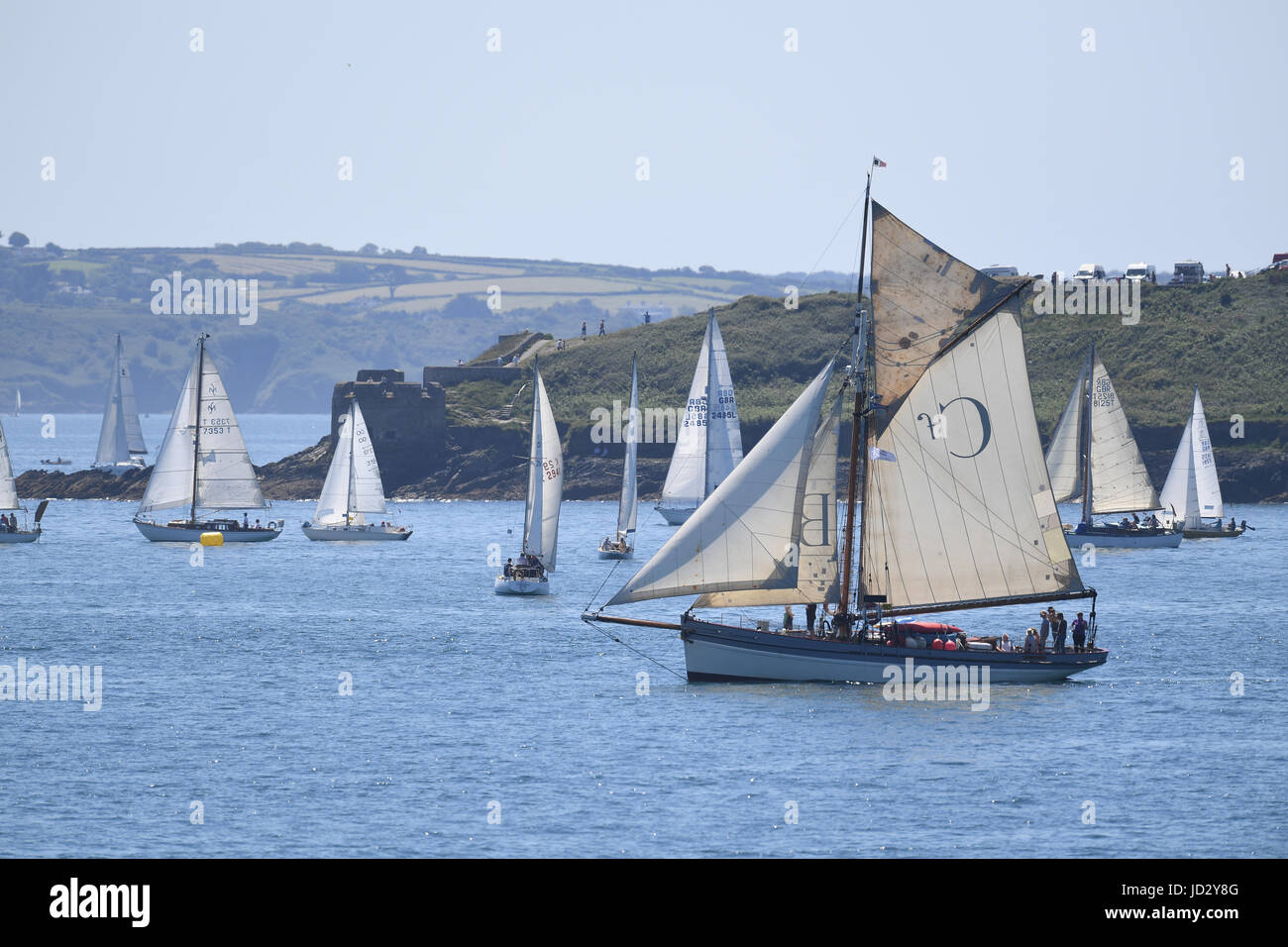 Falmouth Classics yachts sailing in Falmouth Bay Stock Photo - Alamy