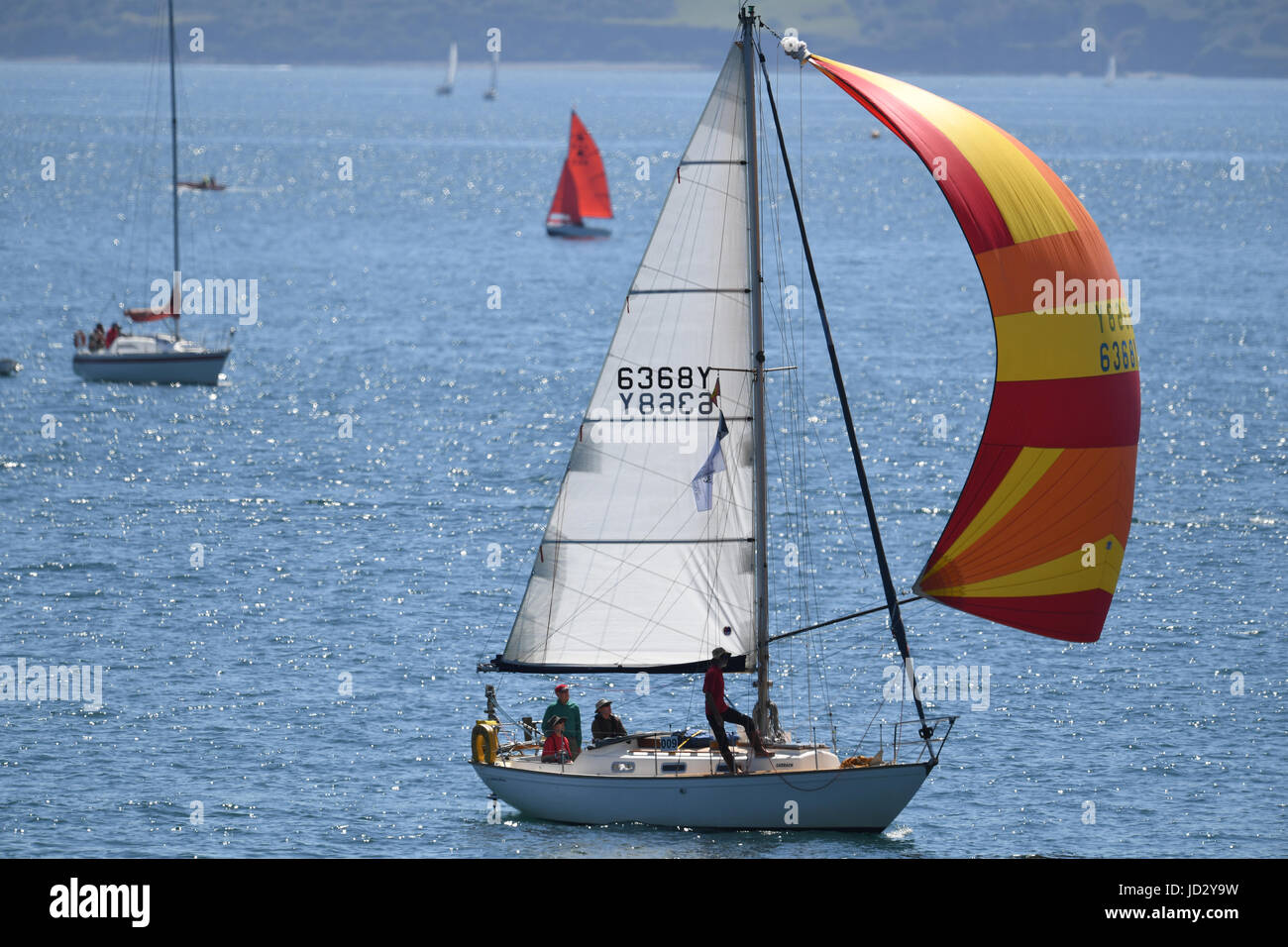 Falmouth Classics yachts sailing in Falmouth Bay Stock Photo - Alamy