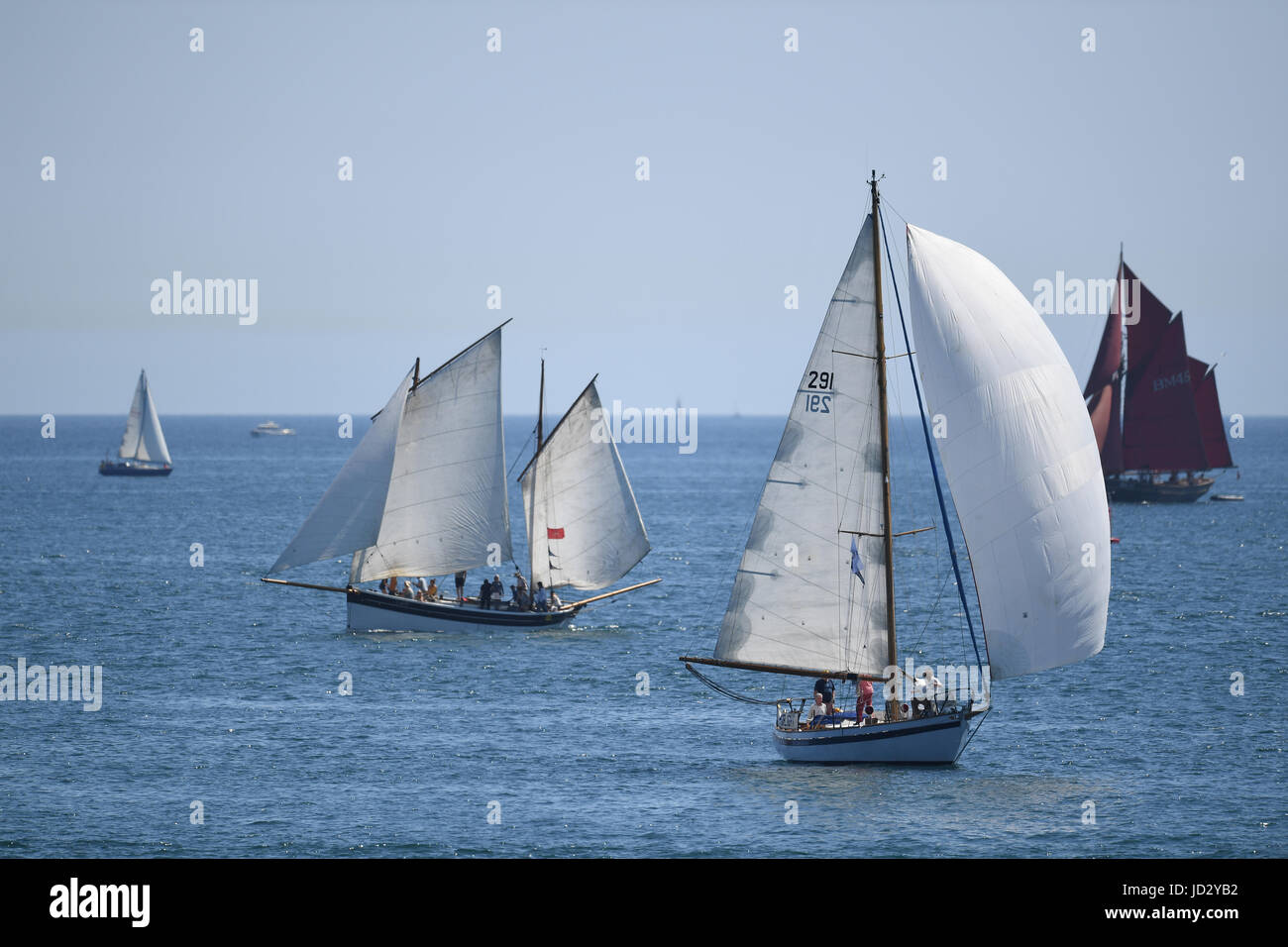Falmouth Classics yachts sailing in Falmouth Bay Stock Photo - Alamy