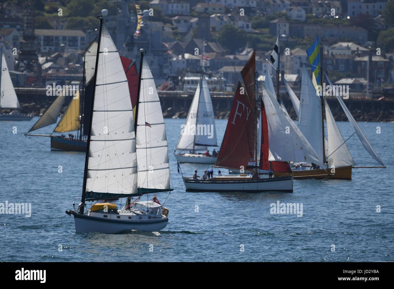 Falmouth Classics yachts sailing in Falmouth Bay Stock Photo - Alamy