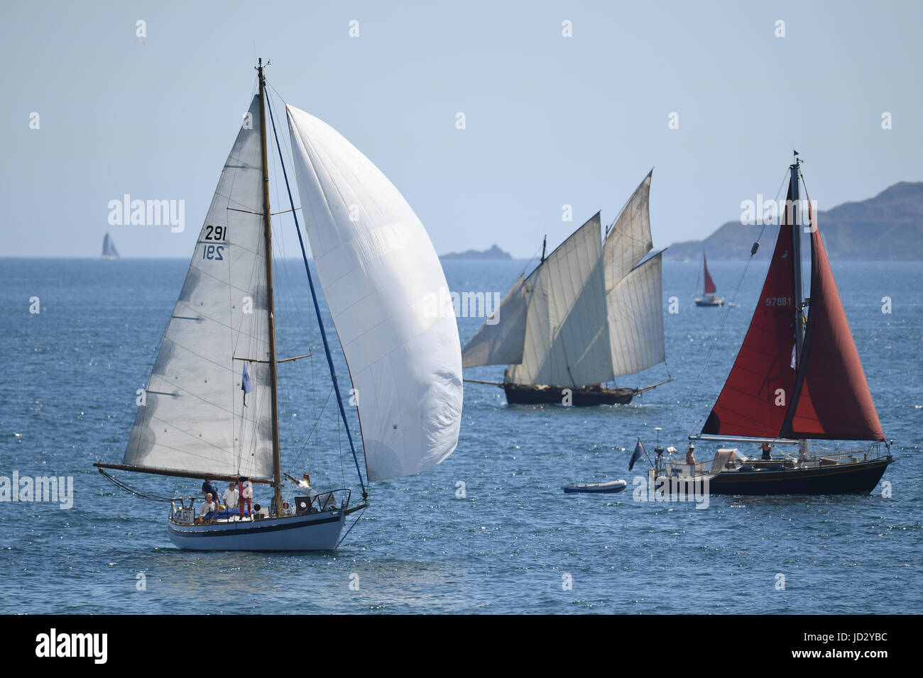 Falmouth Classics yachts sailing in Falmouth Bay Stock Photo - Alamy