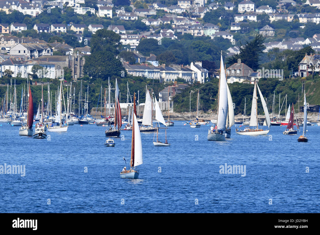 Falmouth Classics yachts sailing in Falmouth Bay Stock Photo - Alamy