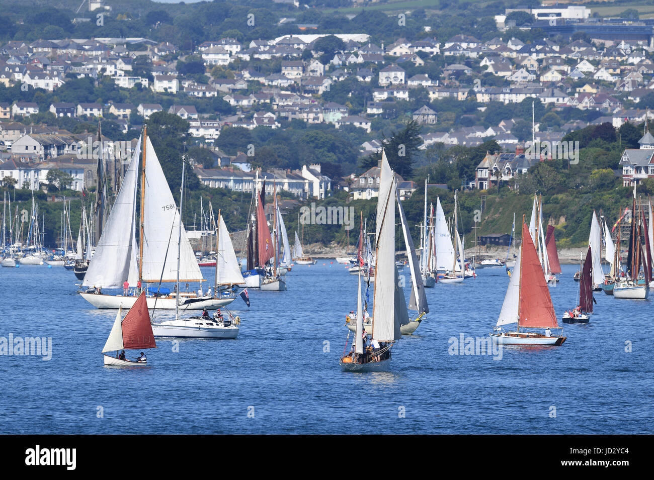 Falmouth Classics yachts sailing in Falmouth Bay Stock Photo - Alamy