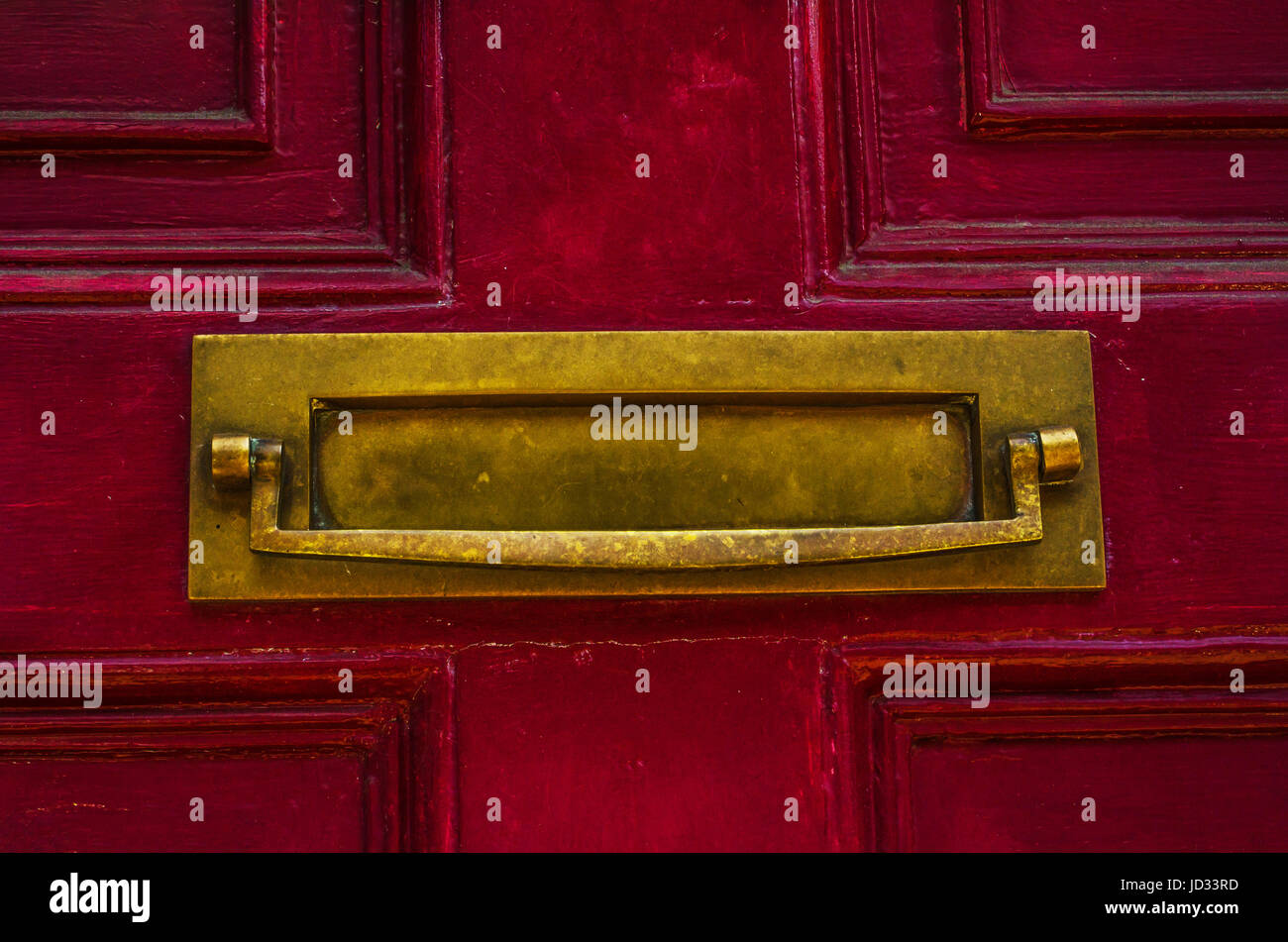 Old letterbox in the door, traditional way of delivering letters to the ...