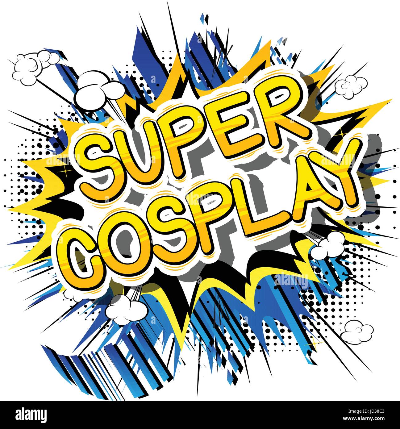 Super Cosplay - Comic book style word on abstract background Stock ...