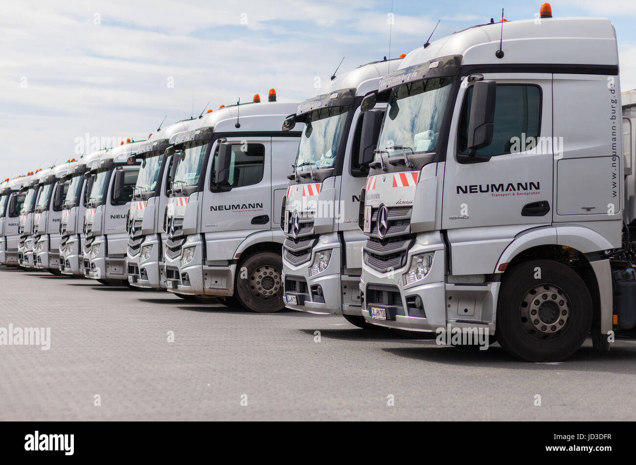 BURG / GERMANY - JUNE 11, 2017: german Mercedes Benz Actros trucks from ...