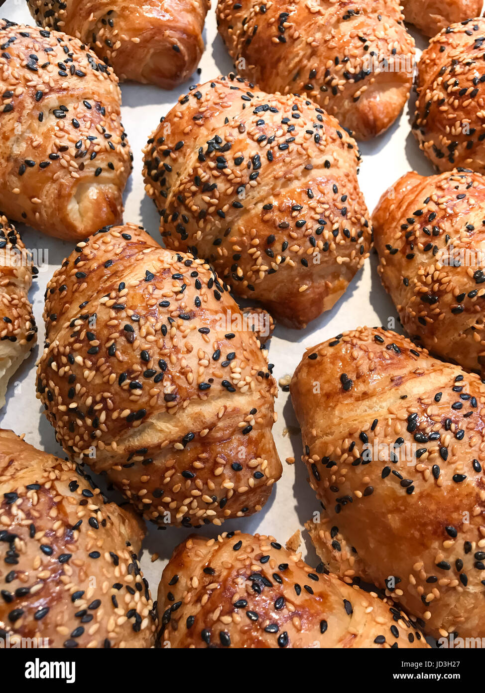 Closed up Black sesame croissant in the food shop Stock Photo - Alamy