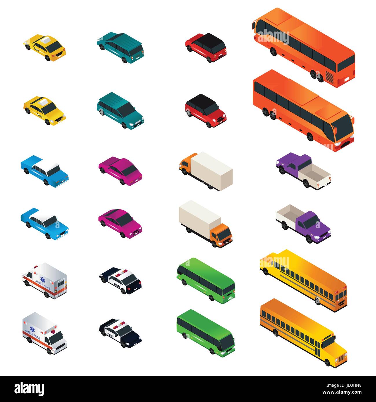 A vector illustration of Different Vehicle Designs in Isometric Stock ...