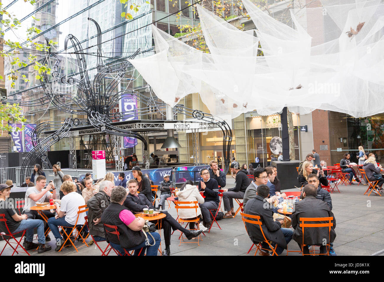 People with friends enjoying coffee in Martin Place,Sydney,Australia ...