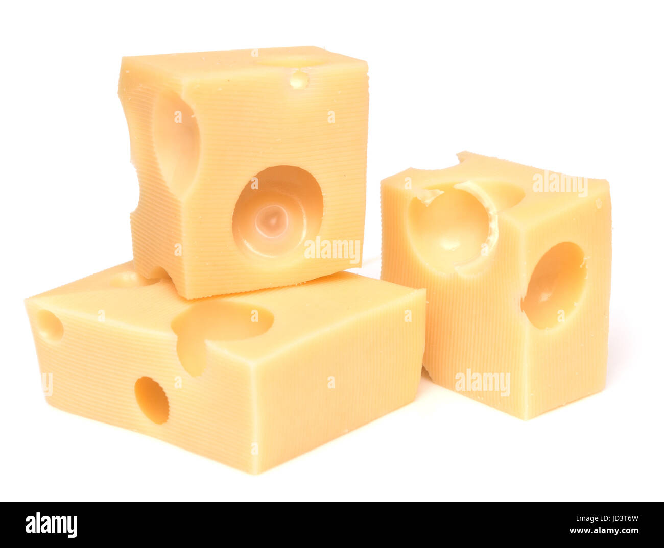cubes of cheese with holes isolated on white background Stock Photo - Alamy