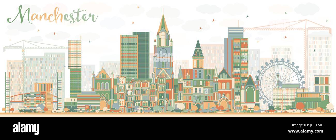 Abstract Manchester Skyline with Color Buildings. Vector Illustration ...