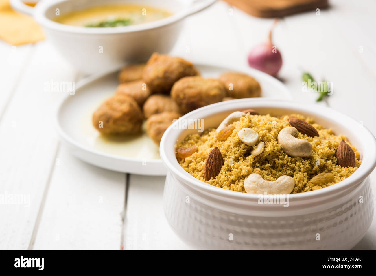 Traditional Rajasthani Food Daal Baati churma. Indian Food Stock Photo ...
