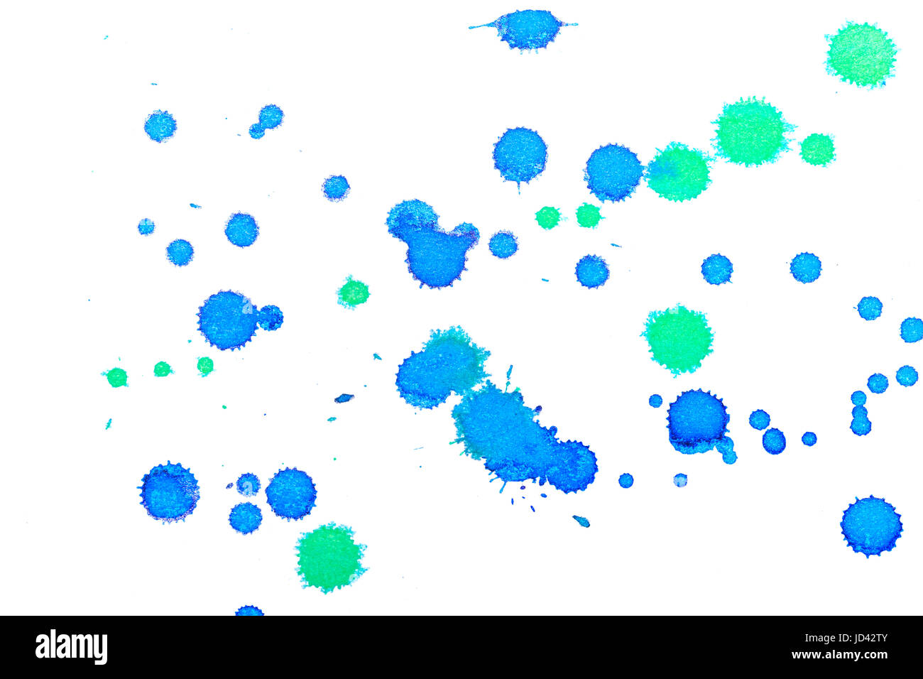 Abstract two-color blue green ink splash. Ink blots. Elements of design ...