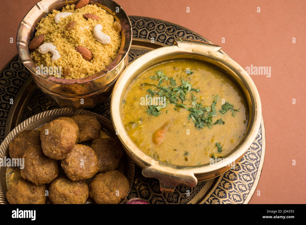 Traditional Rajasthani Food Daal Baati churma. Indian Food Stock Photo ...