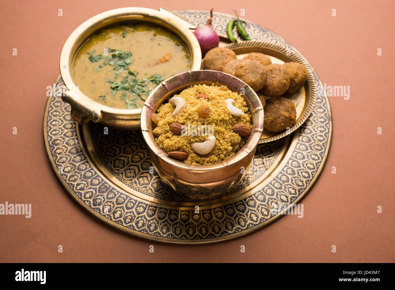 Traditional Rajasthani Food Daal Baati churma. Indian Food Stock Photo ...