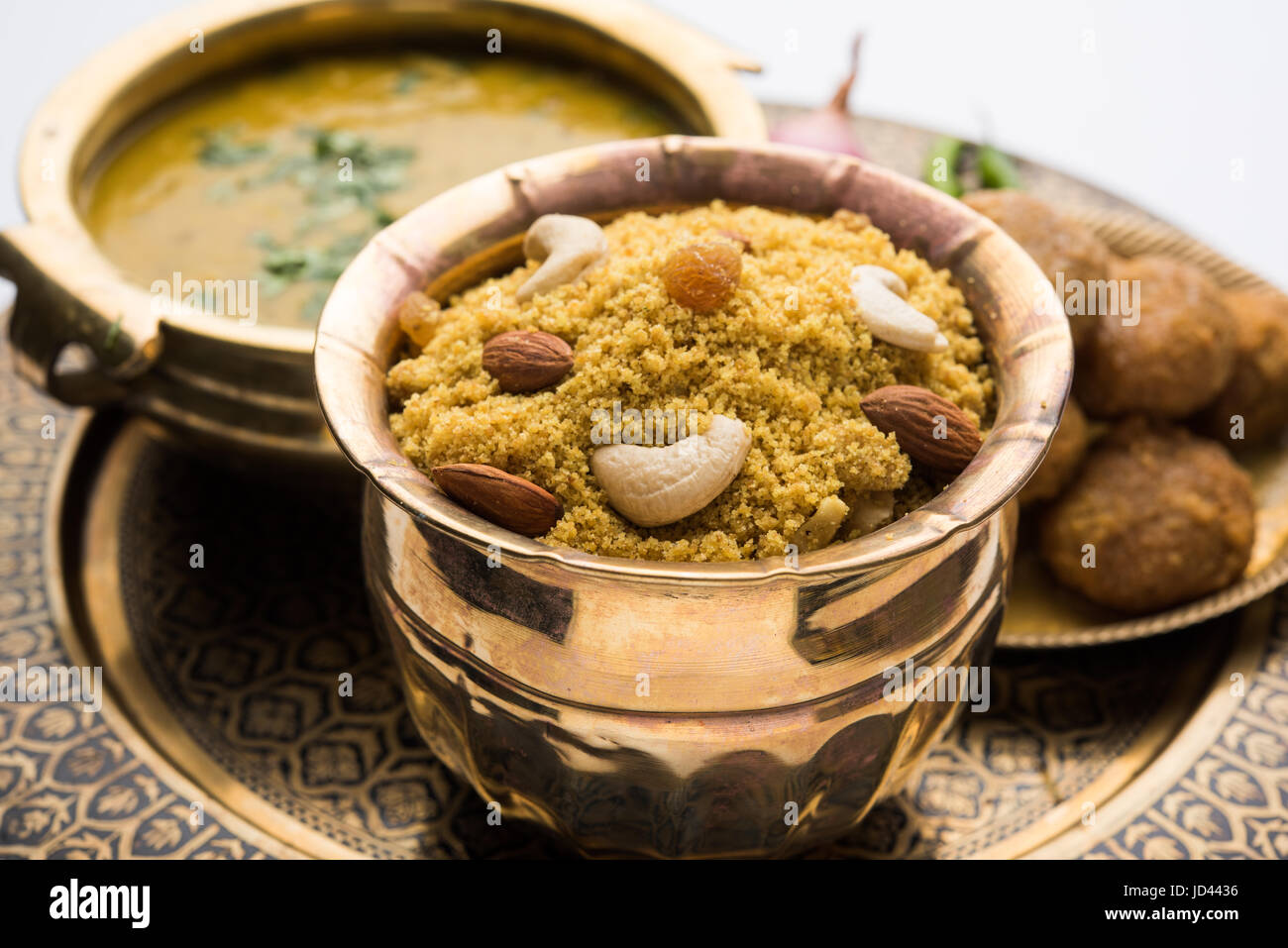 Traditional Rajasthani Food Daal Baati churma. Indian Food Stock Photo ...
