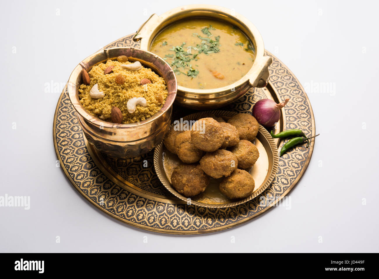 Traditional Rajasthani Food Daal Baati churma. Indian Food Stock Photo ...